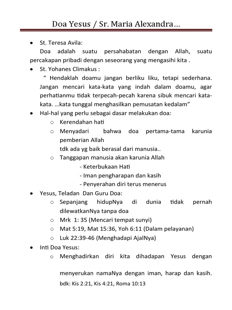 Doa Yesus / Sr. Maria Alexandra | PDF
