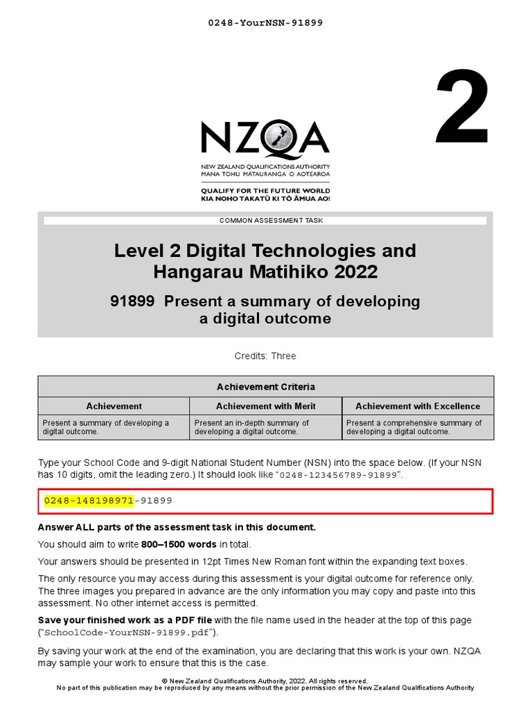 Level 2 Digital Technologies and Hangarau Matihiko 2022: 91899 Present ...