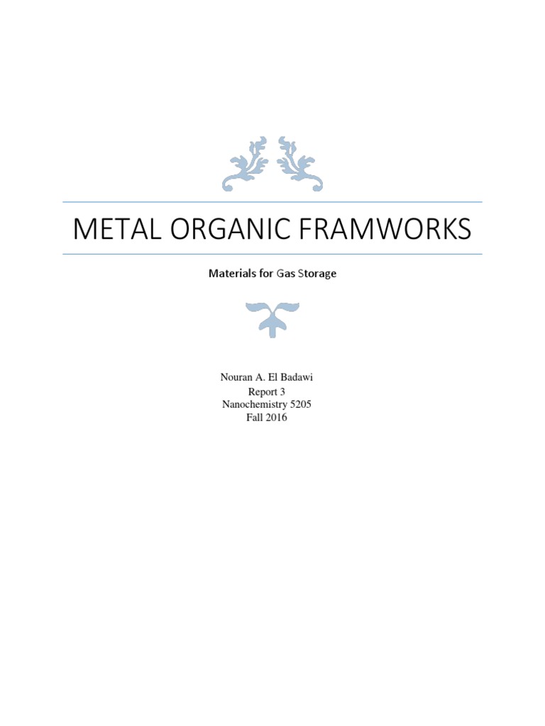Metal-Organic Frameworks for Gas Storage | PDF | Adsorption | Solvent