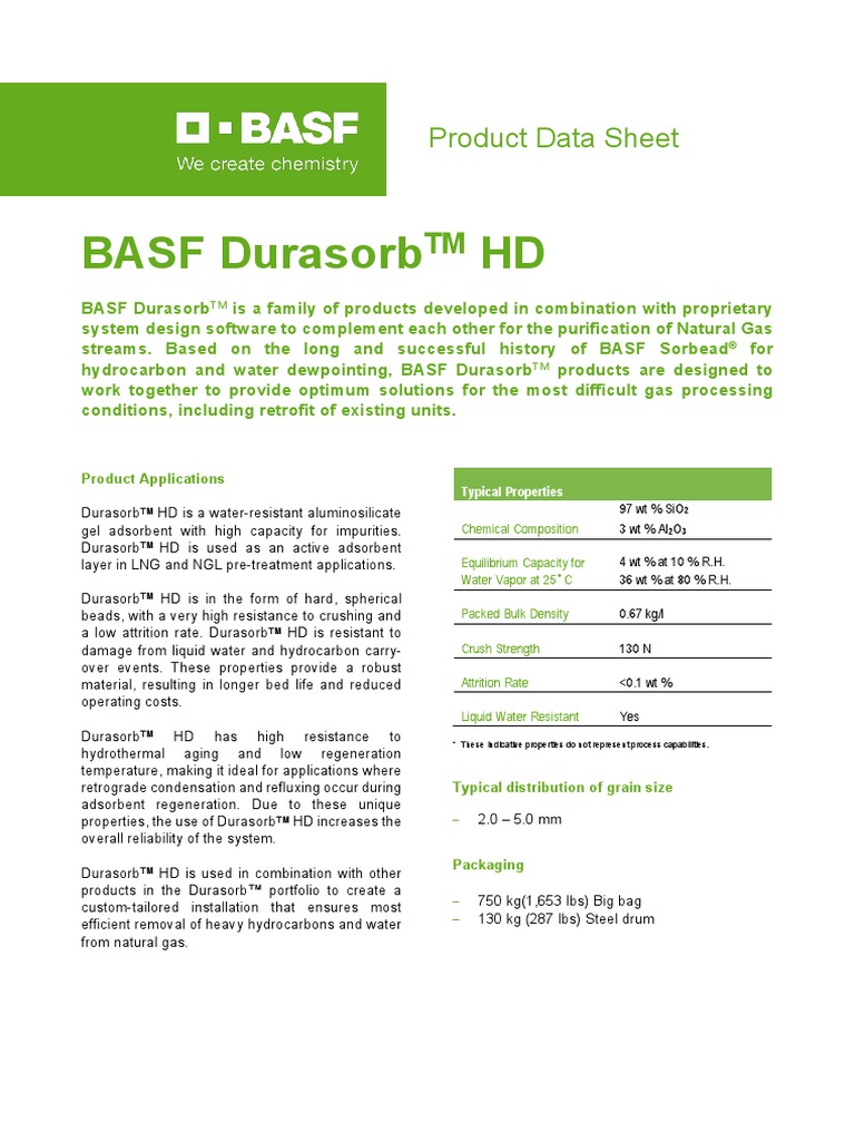 BASF Durasorb HD Datasheet Rev.-2020-7 A4 | PDF | Adsorption | Humidity