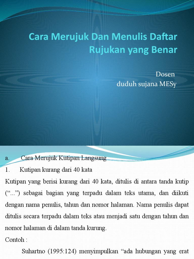 Ke 13 Cara Merujuk Dan Menulis Daftar Rujukan | PDF | Kajian Bahasa Asing