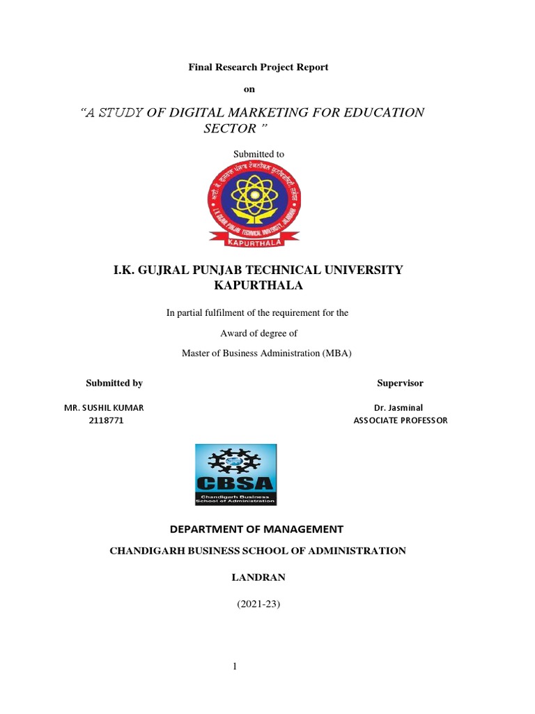Sushil Kumar (2118771) Final Research Project Report | PDF | Digital Marketing | Search Engine ...
