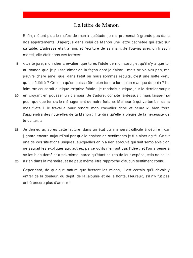 Textes Manon Lescaut | PDF