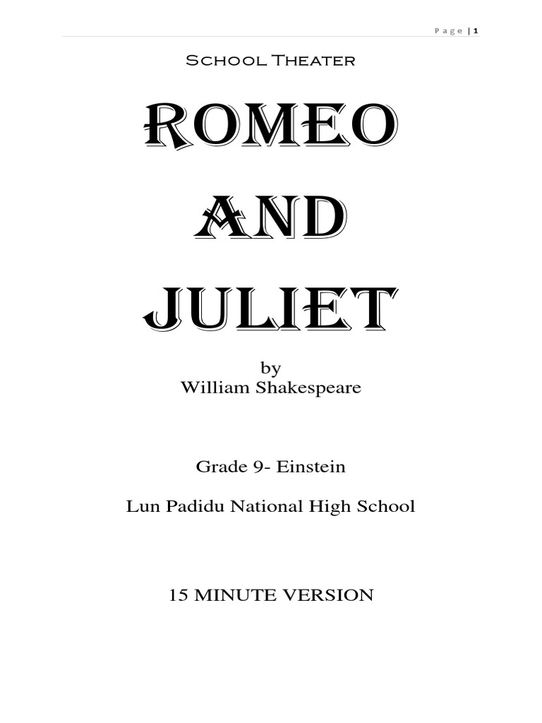 Theater Romeo and Juliet | Download Free PDF | Characters In Romeo And ...