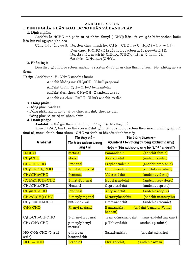 Ly Thuyet Andehit 1 | PDF