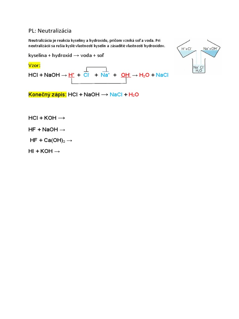 63.-1. CHE 8 - Neutralizacia - PL - Zadanie | PDF