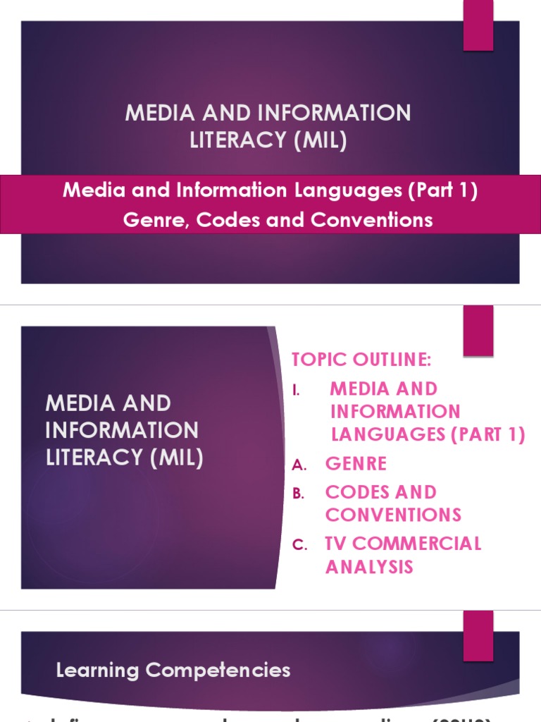 7.MIL 6. Media and Information Languages Part 1 Genre Codes and ...