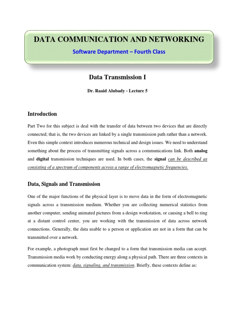 Data Communication And Networking Notes Pdf Phase Waves