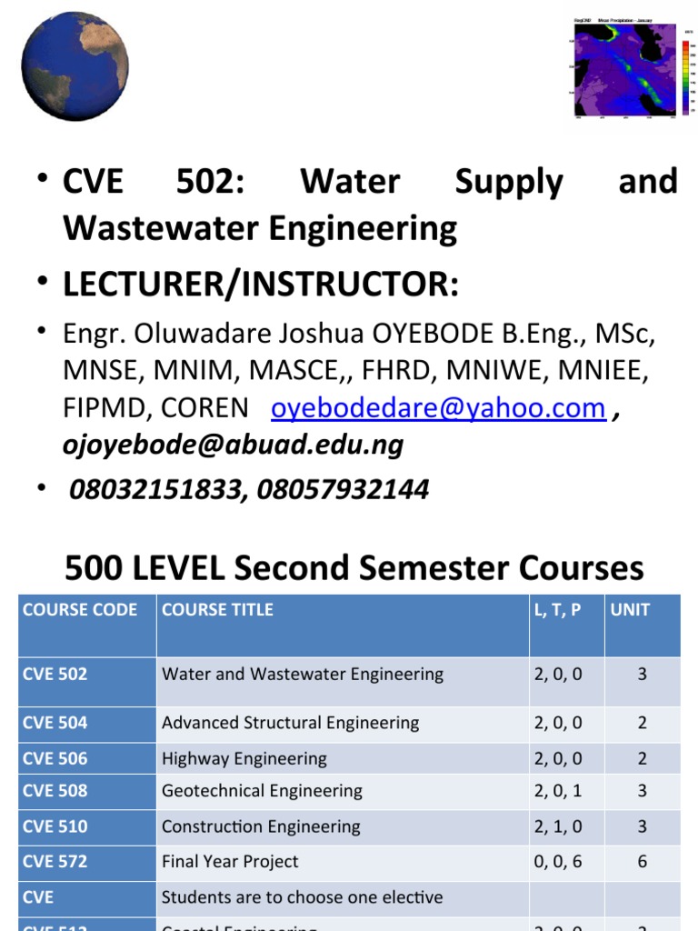 Cve 502 Oyebode Water and Wastewater Lecture 2022-2023 | PDF | Water Scarcity | Sewage Treatment