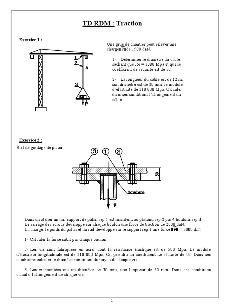 Calculs de Traction et Contrainte en Mécanique | PDF | Élasticité (Physique) | Résistance des ...