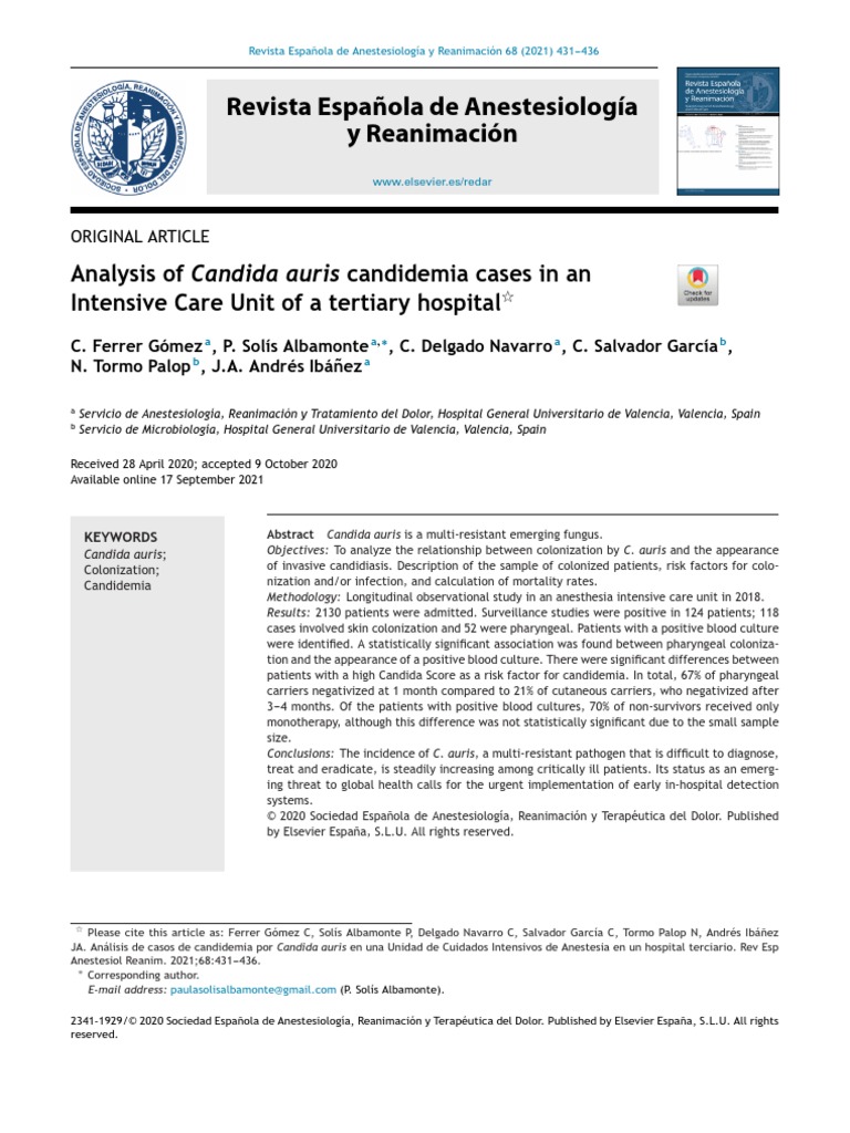 Candida auris Candidemia in ICU Patients | PDF | Candida (Fungus ...