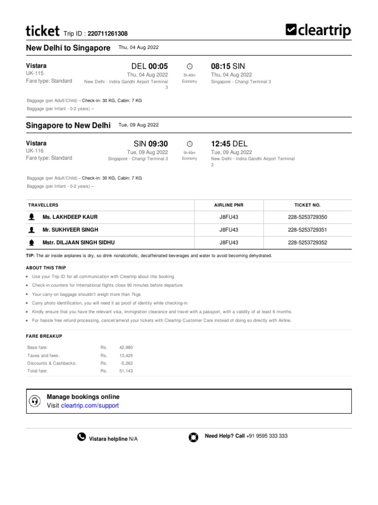 Cleartrip Flight E-Ticket | PDF | Aviation | Transport
