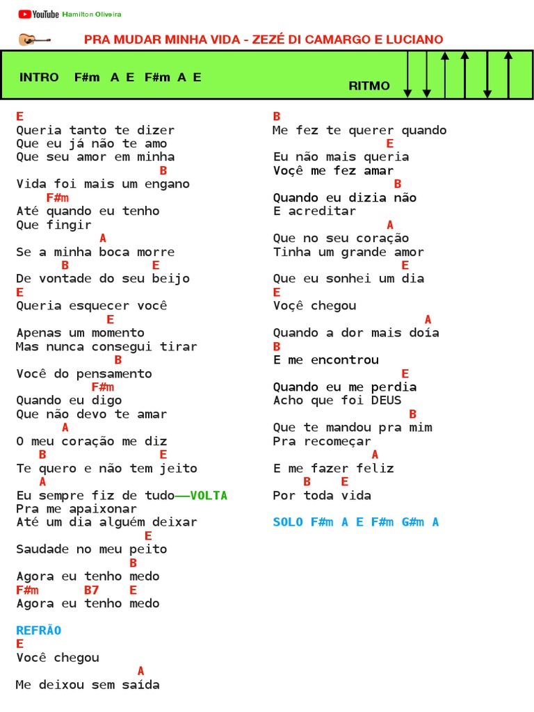 Pra Mudar Minha Vida - Zezé de Camrgo e Luciano | PDF | Amor