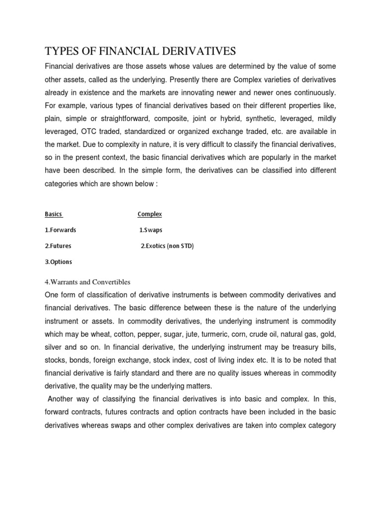 Overview of Financial Derivatives Types | PDF | Futures Contract ...
