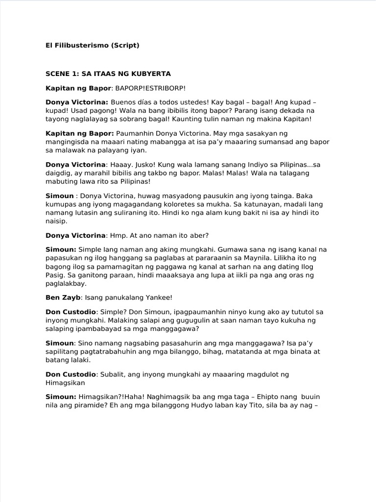 Dokumen - Tips - El Filibusterismo Script 56ddc75807178 | PDF