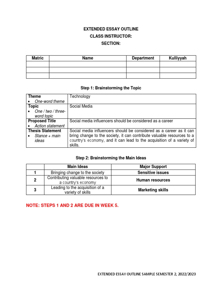 Leed 1301 Extended Essay Outline Sample | PDF | Social Media | Popular ...