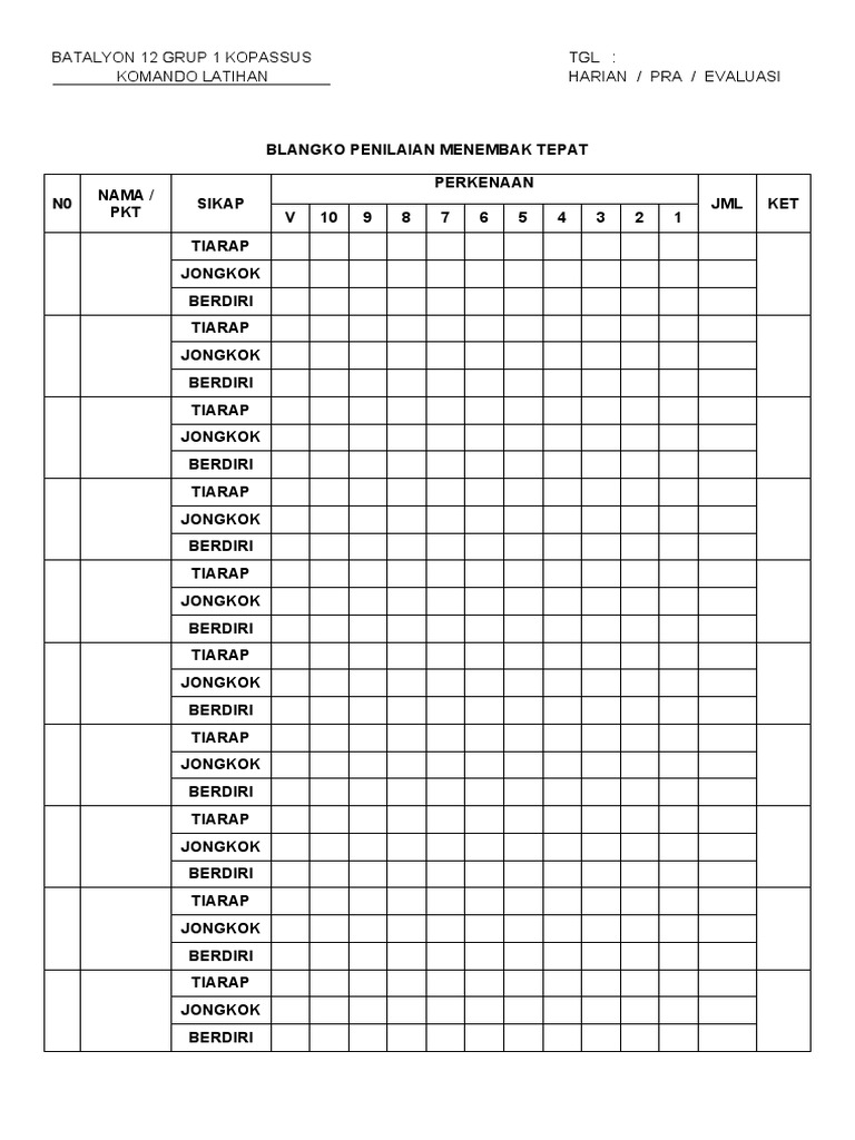 Blangko Nilai 100m | PDF