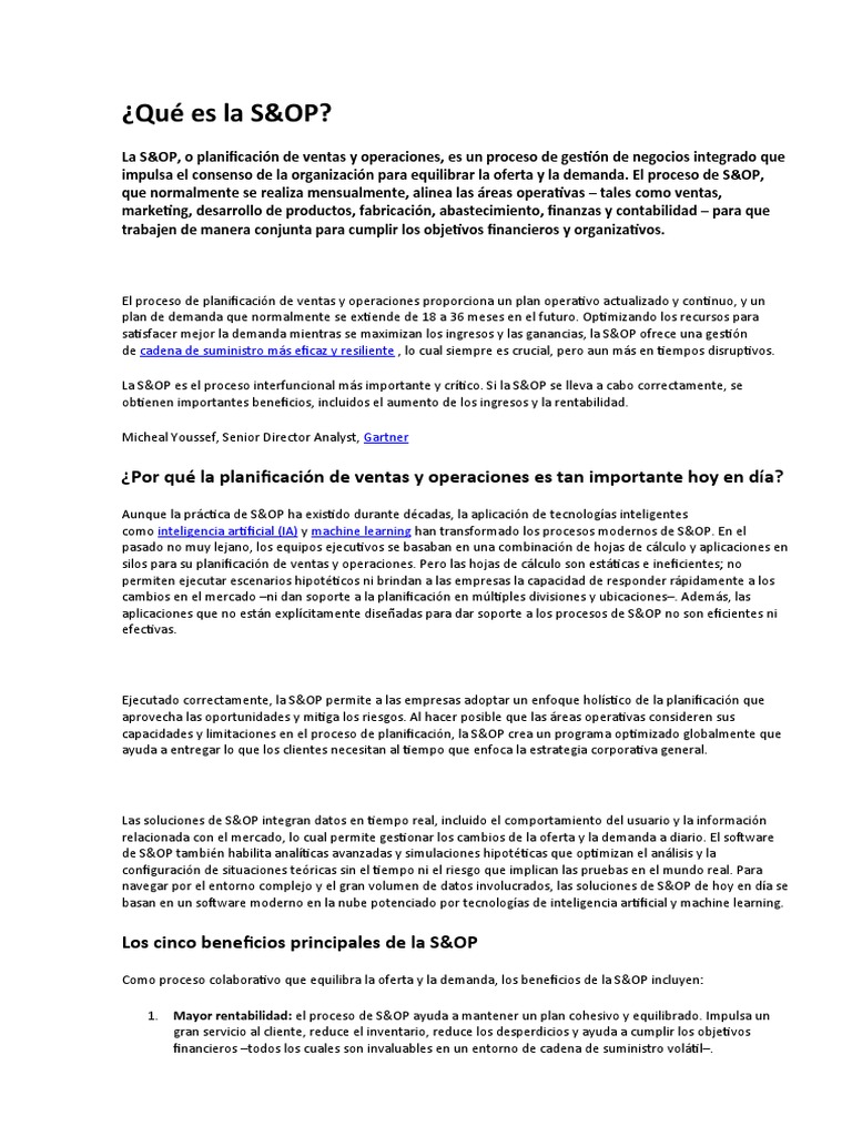 Qué Es La S&OP | PDF | Planificación | Software