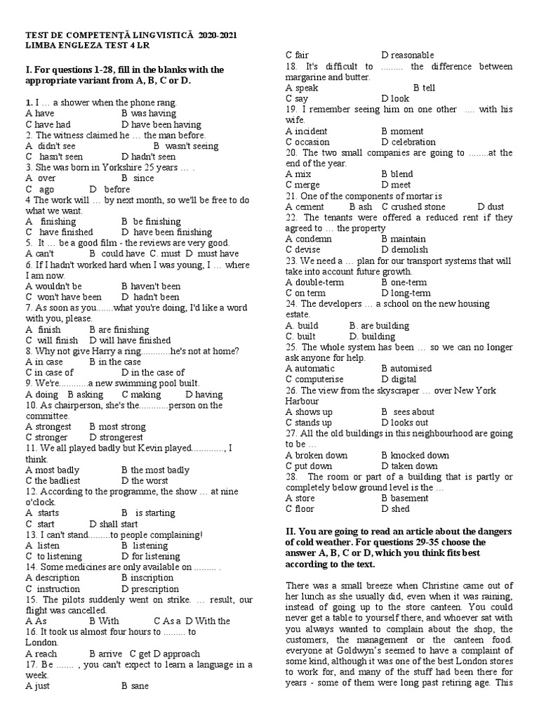 ECL Test 4 | PDF | Scuba Diving