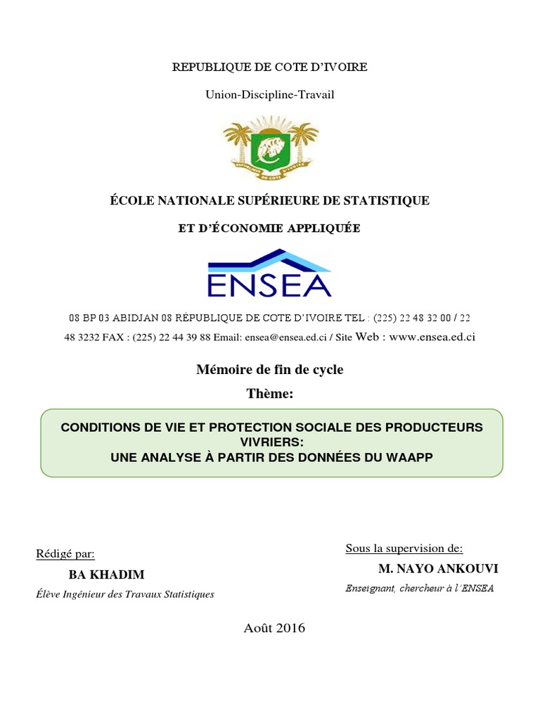 Analyse des conditions de vie des producteurs vivriers | PDF ...