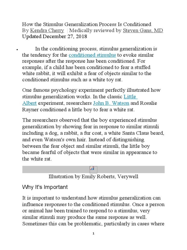 Classical Conditioning and Generalization | PDF | Classical Conditioning | Learning