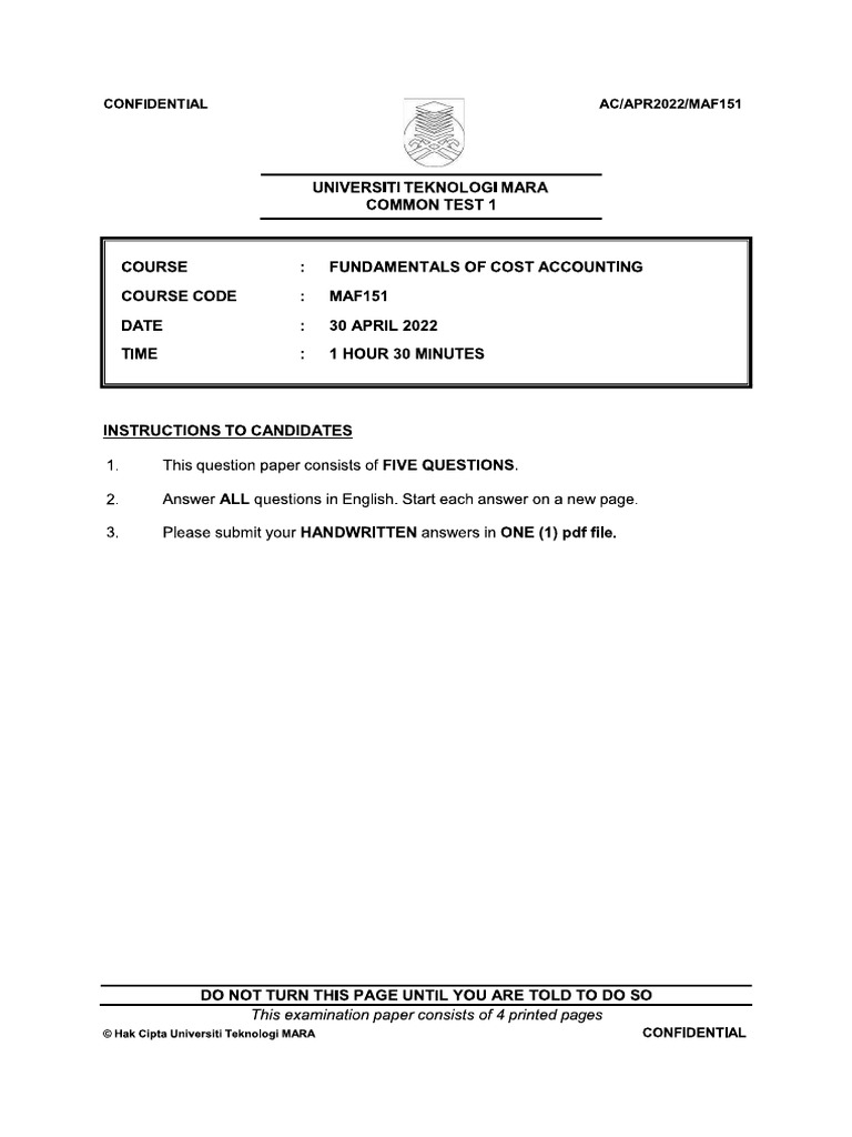 CT Maf151 Q April 2022 | PDF