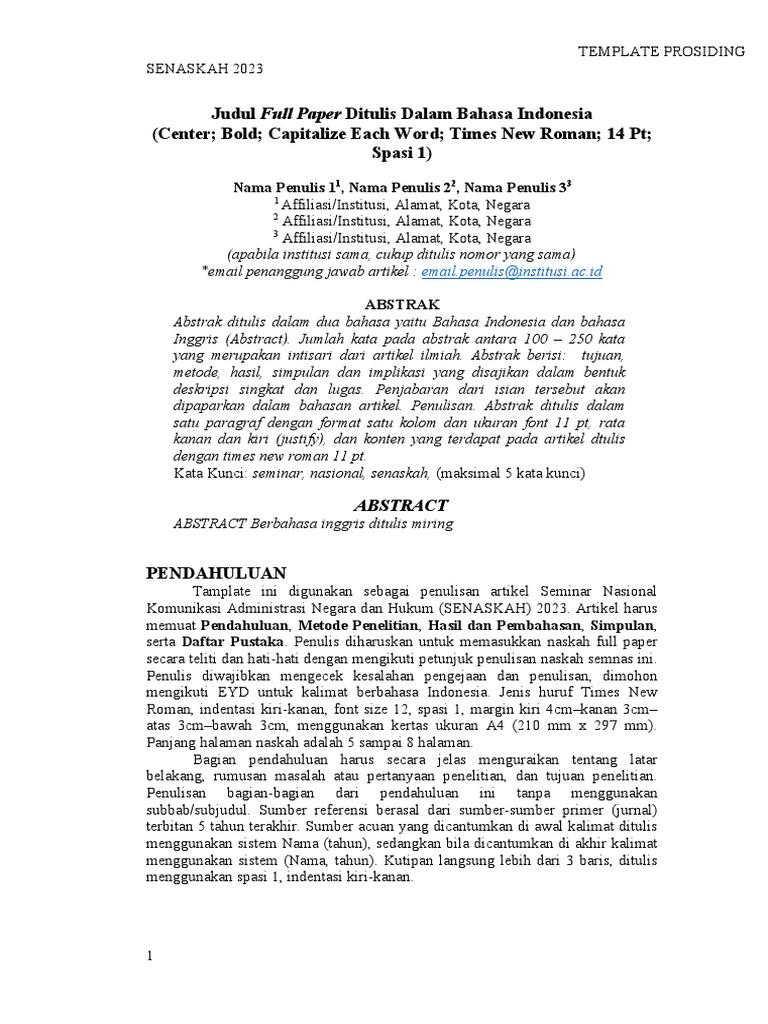 Template Prosiding Senaskah | PDF