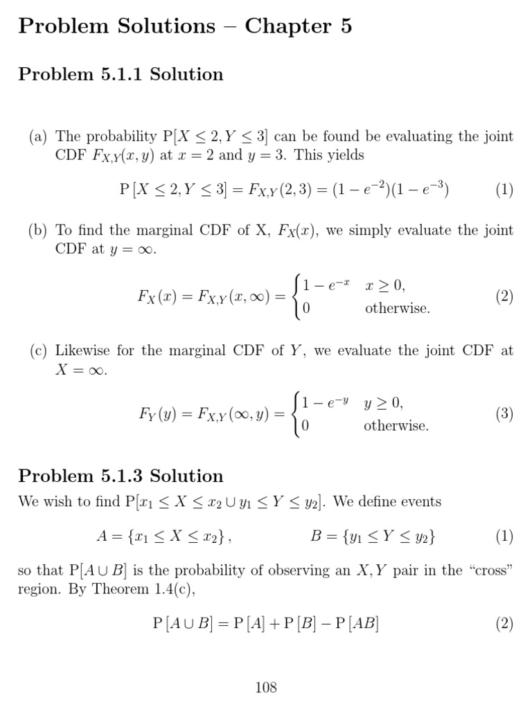 Joint CDF and PMF Solutions | PDF | Probability Density Function | Statistical Theory