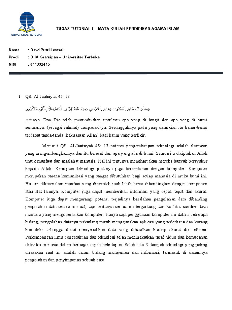 Format Tugas Tuton | PDF