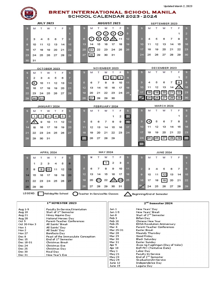 School Calendar 2023 2024 March 2 | PDF | Academic Term | Festival