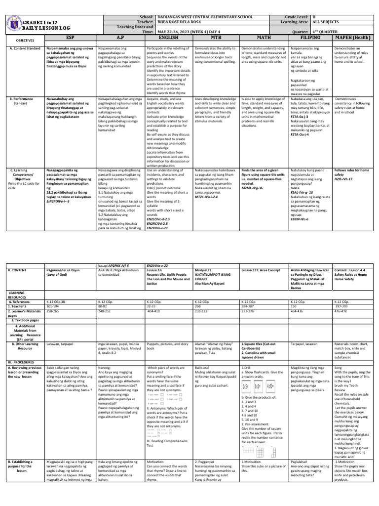 DLL All Subjects 2 q4 w4 d4 | PDF | Information | Cognitive Science