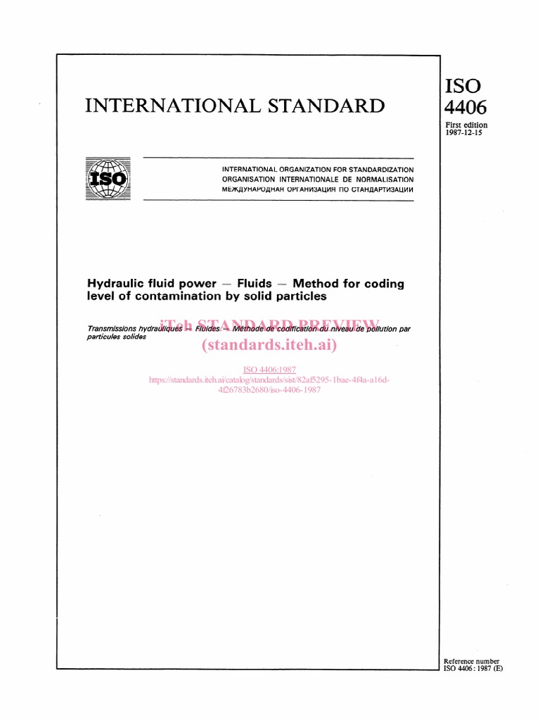 ISO-4406-1987 Potencia Hidrahulica | PDF | International Organization For Standardization ...