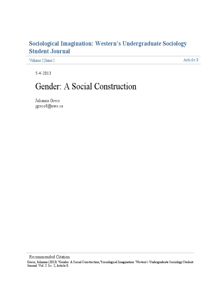 Social Construction of Gender | PDF | Gender | Gender Studies