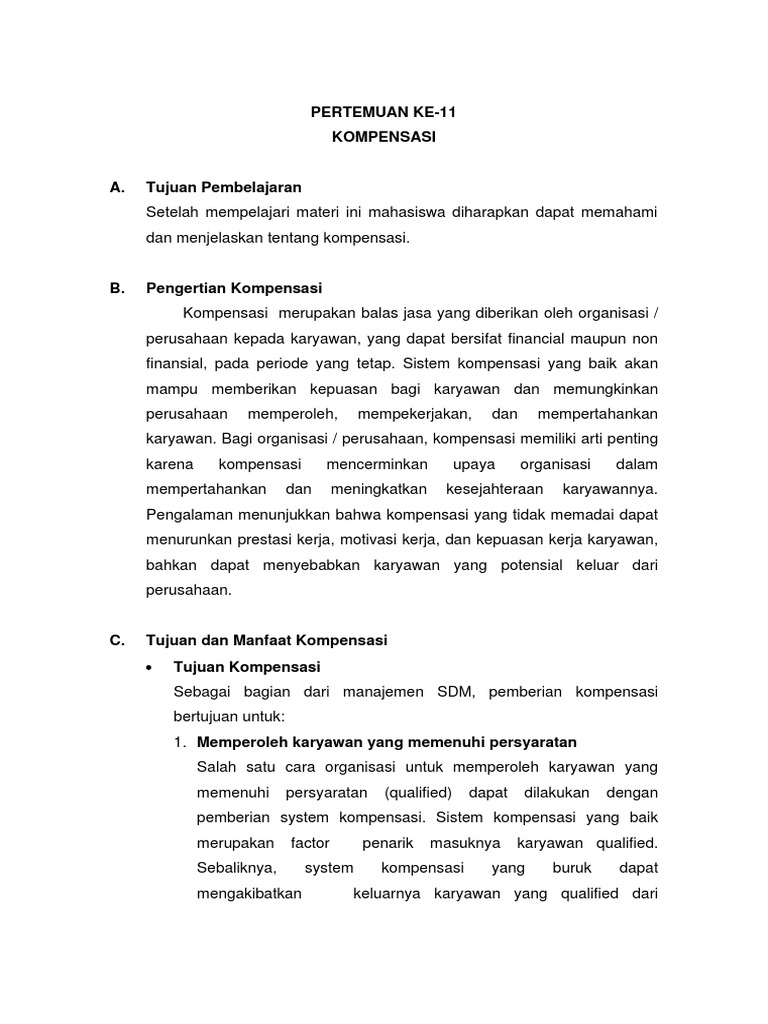 Materi MSDM Ke-11 Kompensasi | PDF