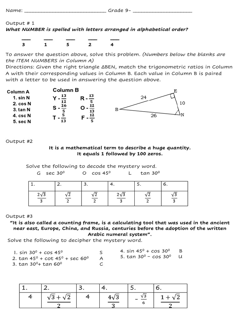 Quarter 4 Output Trigonometry | PDF | Trigonometric Functions ...