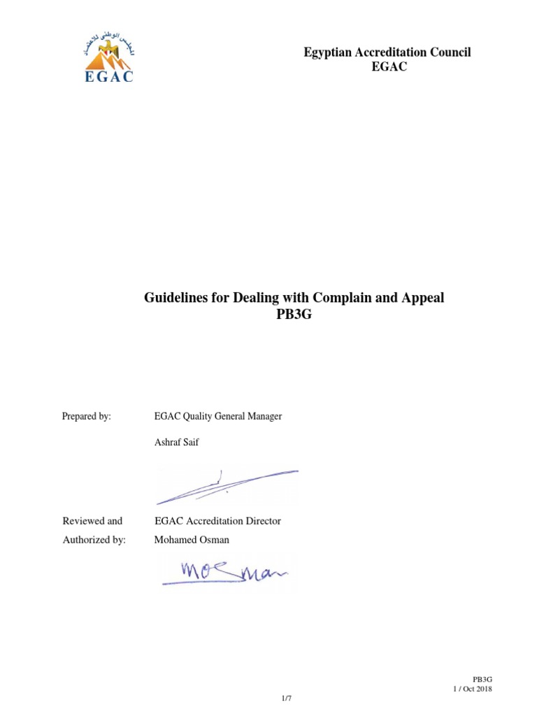 PB3G - Guidelines for dealing with complain and appeal | PDF