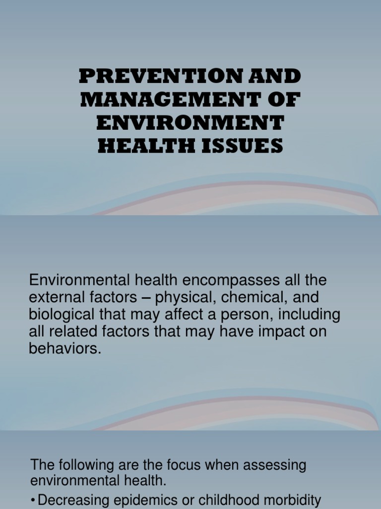 Managing Environmental Health Issues | PDF | Environmental Health ...