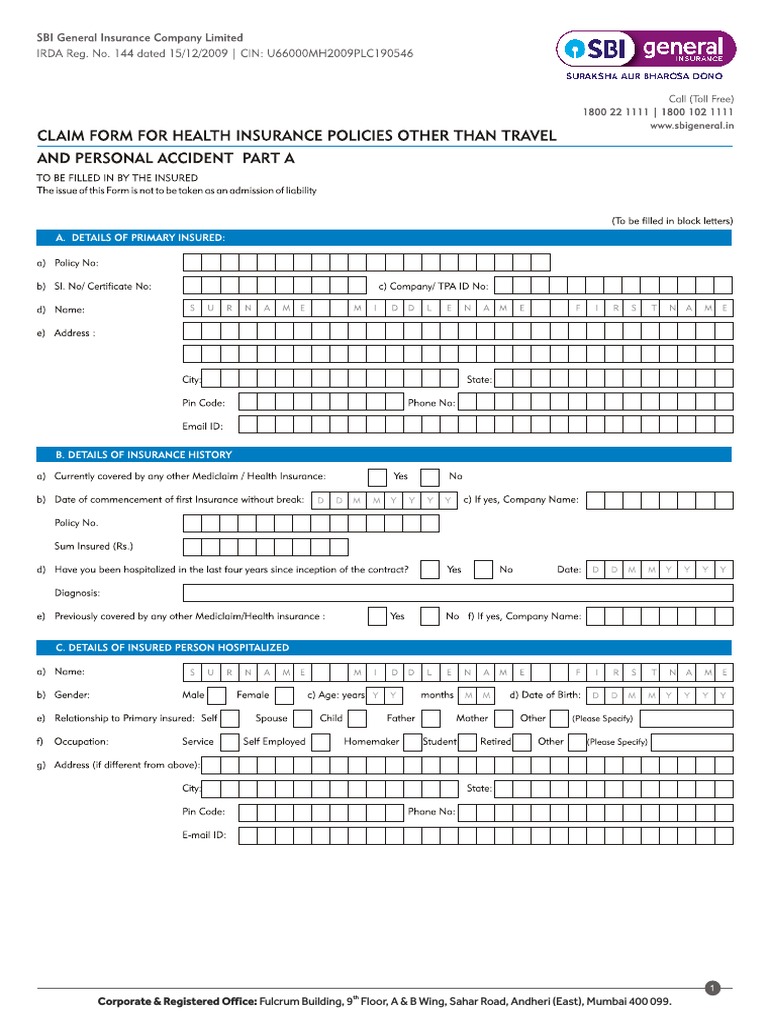 Claim Form Health - SBIG | PDF