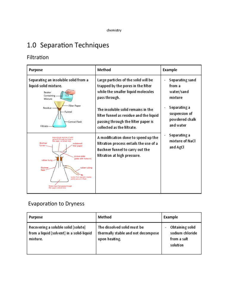 Sec 3 Chemistry Separation Techniques | PDF | Chemical Bond | Chemical ...