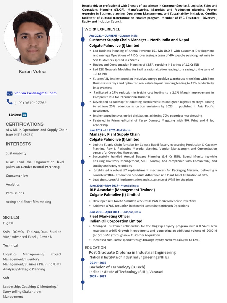 Karan Vohra - Resume | PDF | Warehouse | Supply Chain
