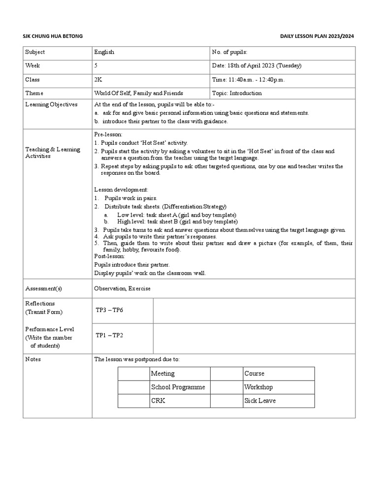 RPH Phonics M5 | PDF | Lesson Plan | Education Theory