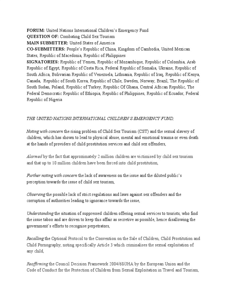 RVMUN Sample Resolution - 063947 | PDF | Human Trafficking | Sexual Slavery