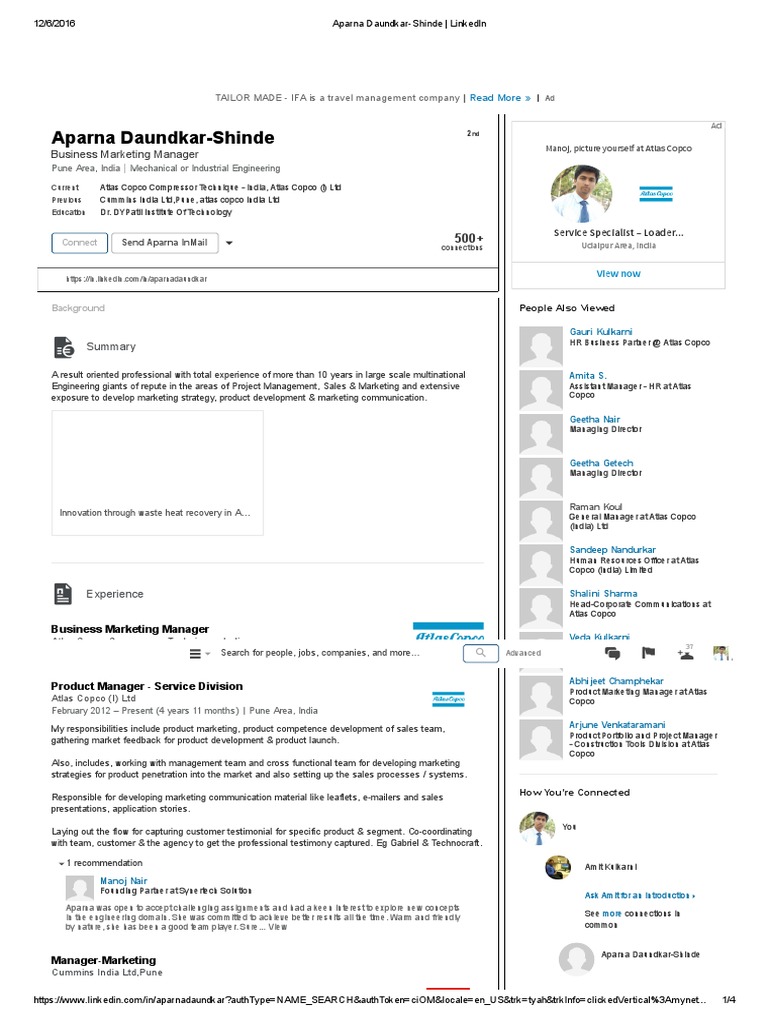 Aparna Daundkar-Shinde - LinkedIn | PDF | Customer Relationship Management | Marketing