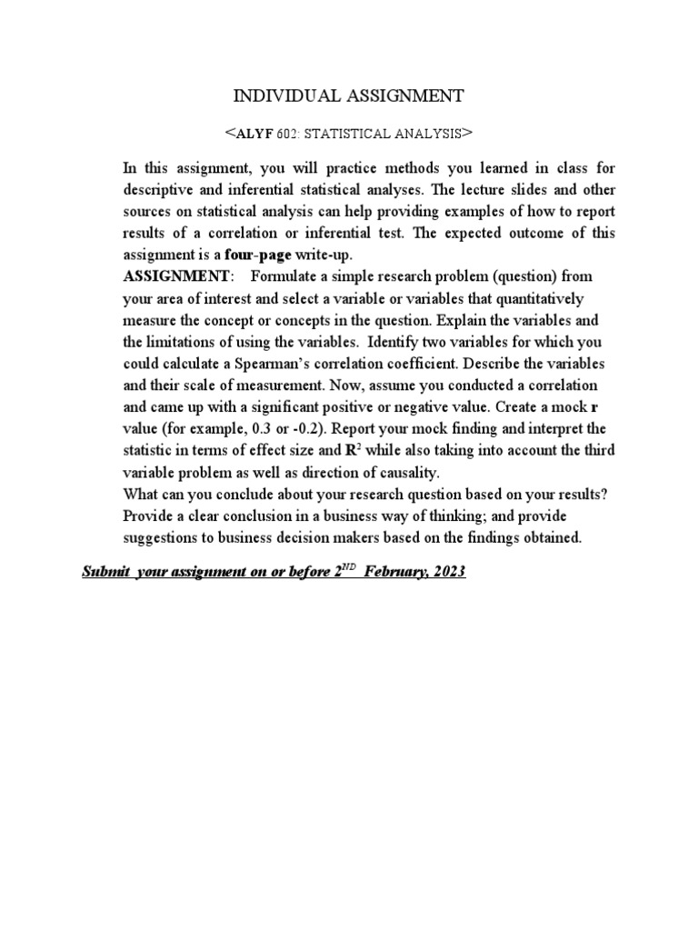 Statistical Analysis Assignment Guide | PDF