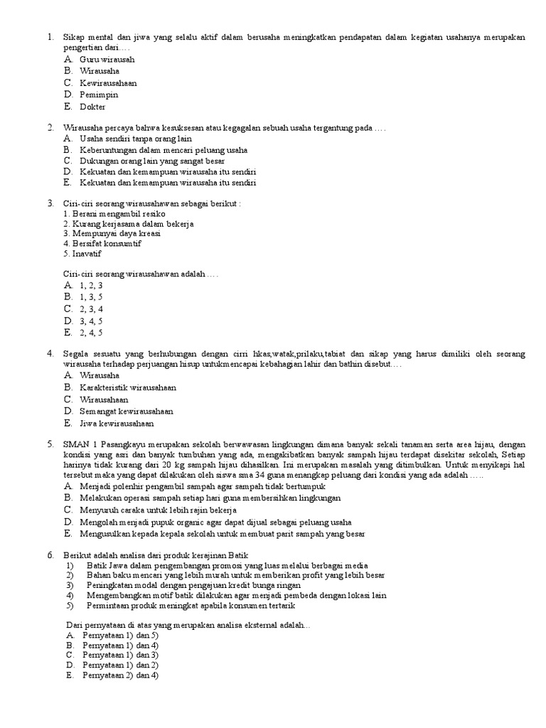 Soal US Prakarya Kelas XII - INPUT FORM | PDF | Bisnis | Seni