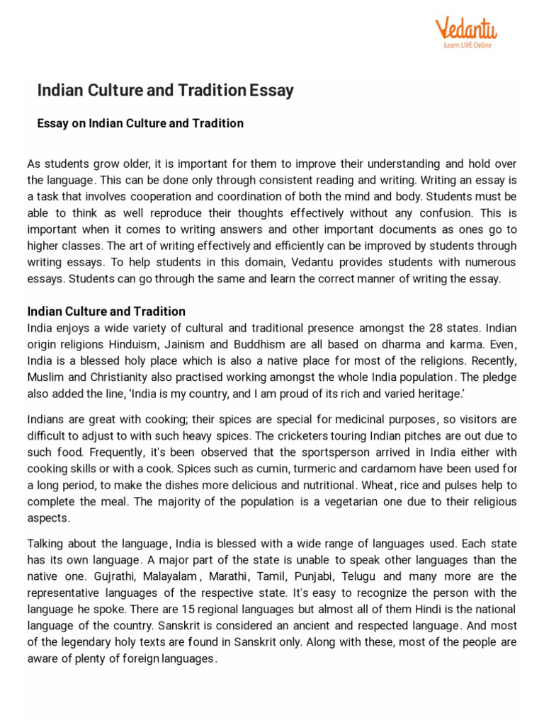 Indian Culture and Tradition Essay | PDF