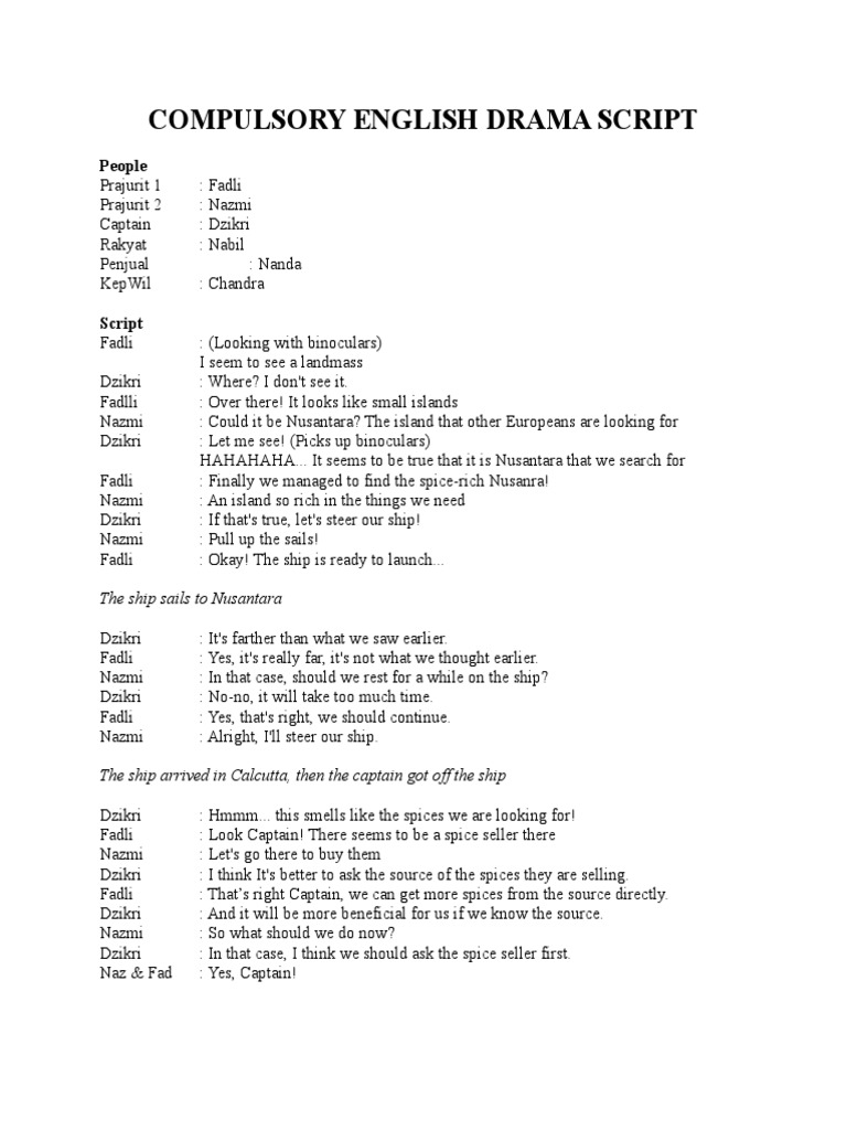 Compulsory English Drama Script | PDF