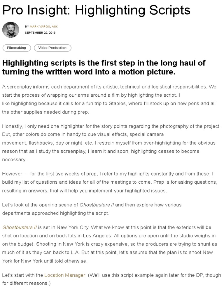 Pro Insight - Highlighting Scripts - The Beat - A Blog by PremiumBeat ...