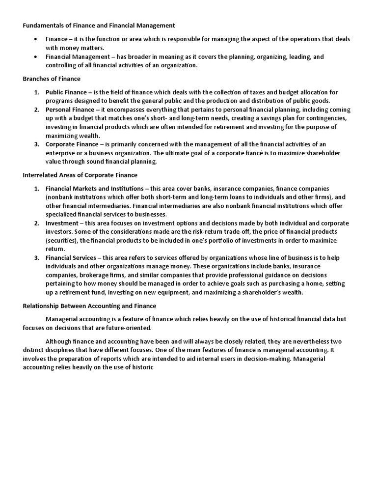 Fundamentals of Finance and Financial Management | PDF | Investing ...