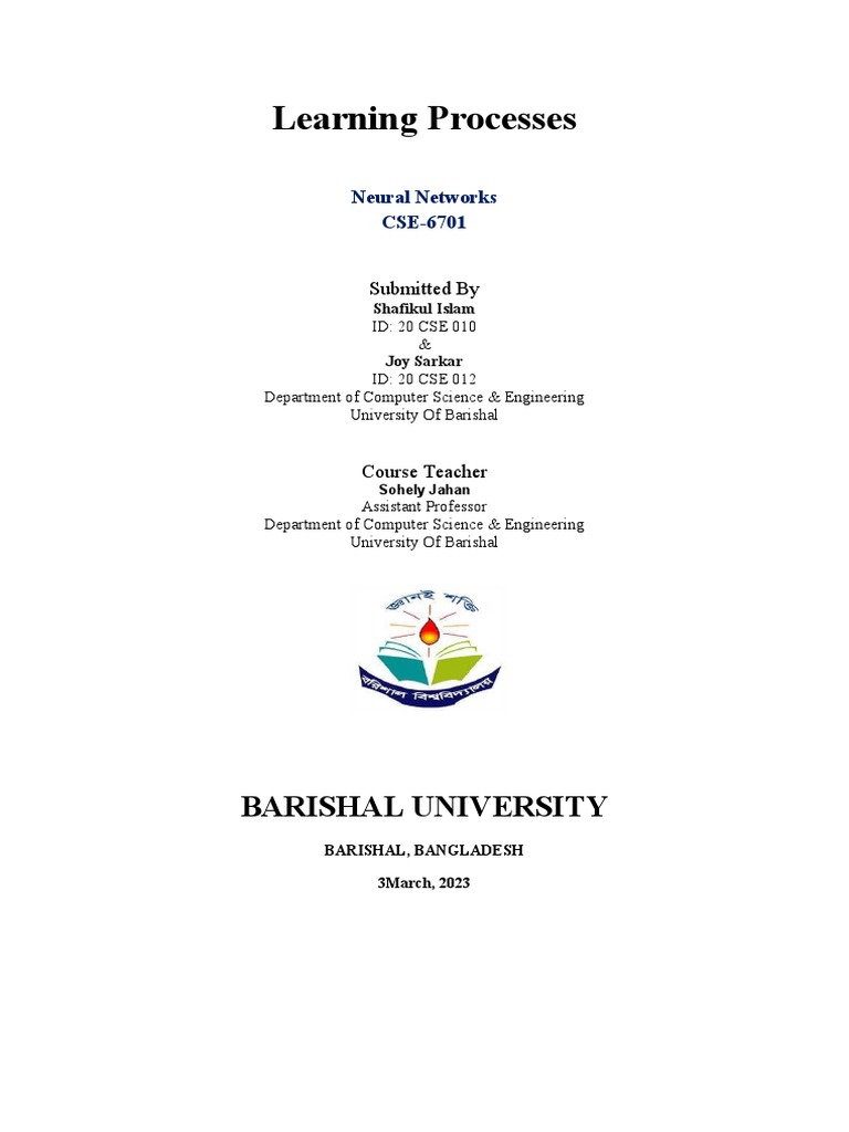 Learning Processes | PDF | Artificial Neural Network | Memory